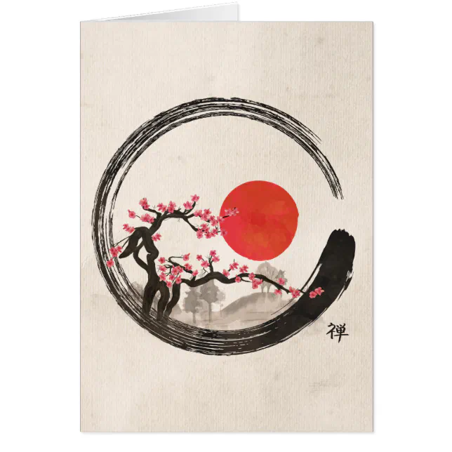 Zen Enso Circle and Sakura Tree | Zazzle