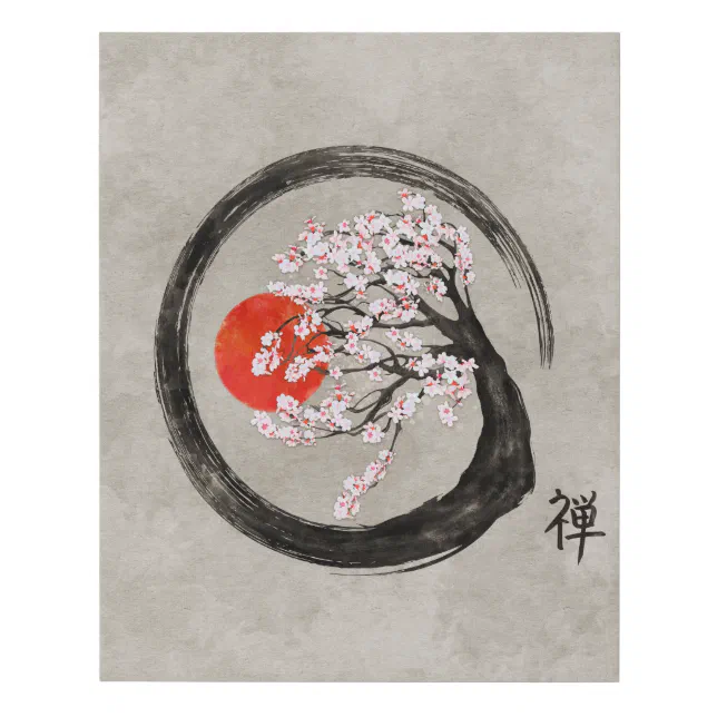 Zen Enso Circle and Sakura Tree on Canvas | Zazzle