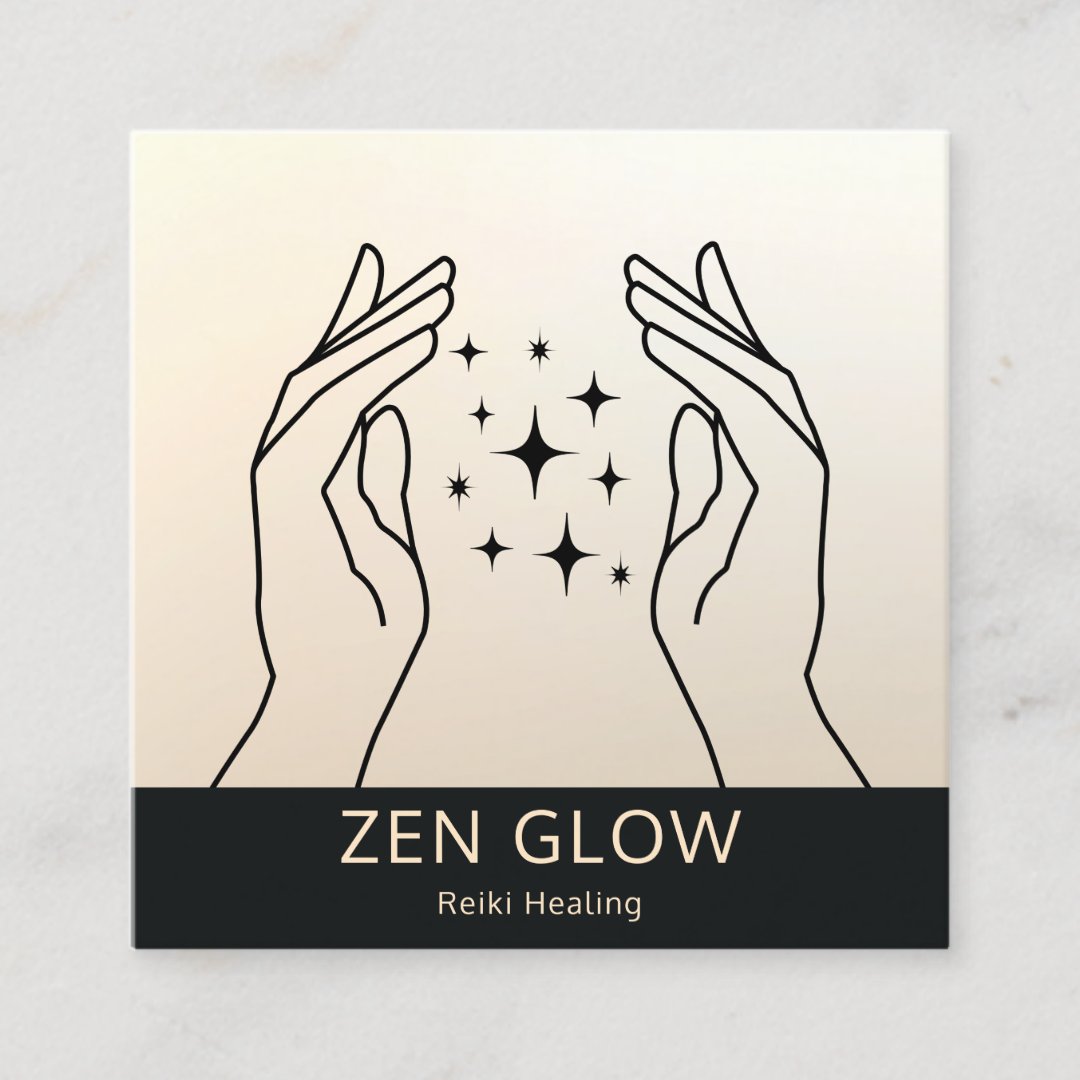 Zen Glow Energy Healer Reiki Practitioner Wellness Square Business Card ...