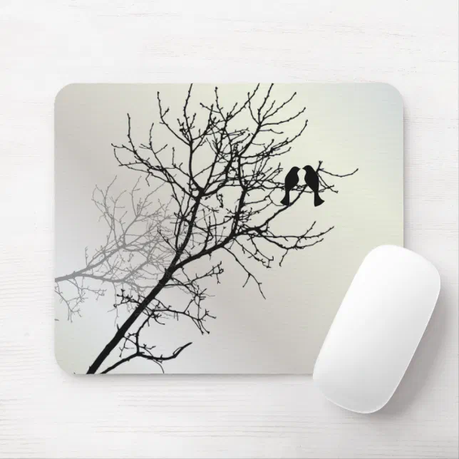 zen nature landscape black white tree silhouette mouse pad | Zazzle