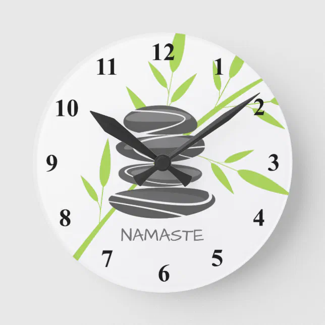 Zen pebble stones stack yoga meditation wall clock | Zazzle