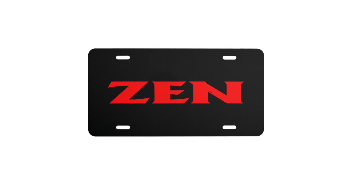 Zen red black aluminum license plate | Zazzle
