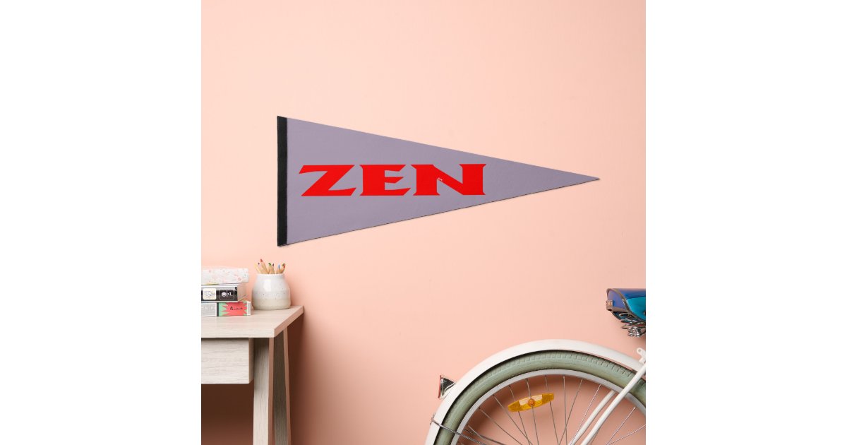 Zen red gray pennant flag | Zazzle