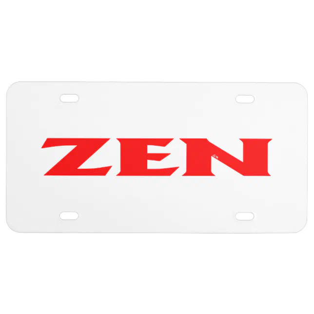 Zen red white plastic license plate | Zazzle