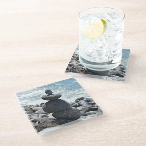 Zen Rock Pile Stone Stacking Beach Coaster | Zazzle