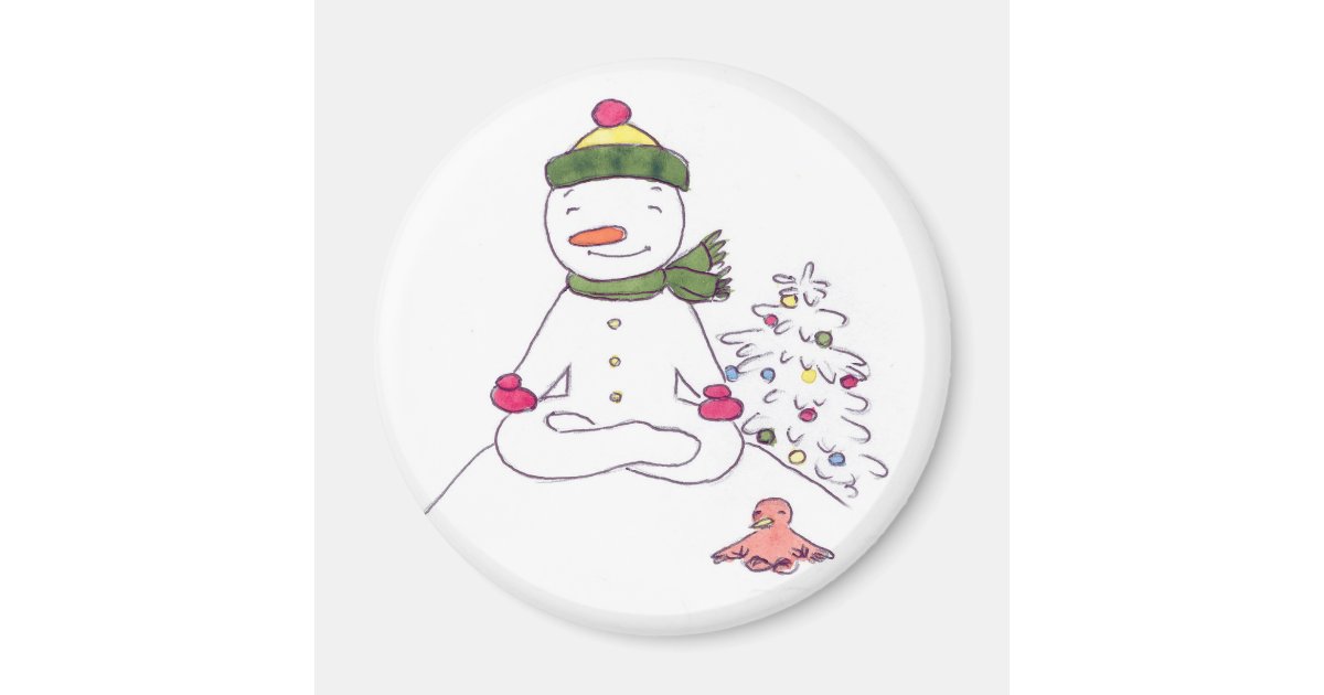 Zen Snowman, Yoga Snowman Magnet | Zazzle