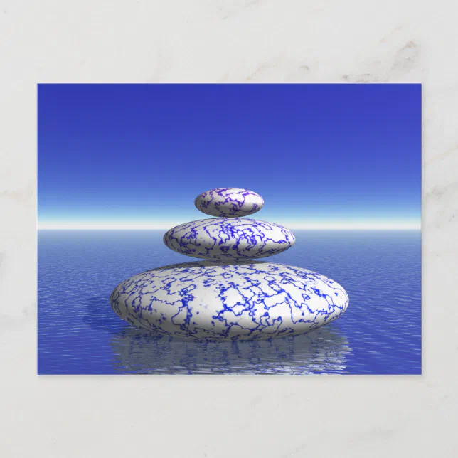 Zen Stone Blue Purple Ocean Love Peace Inspiration Postcard | Zazzle