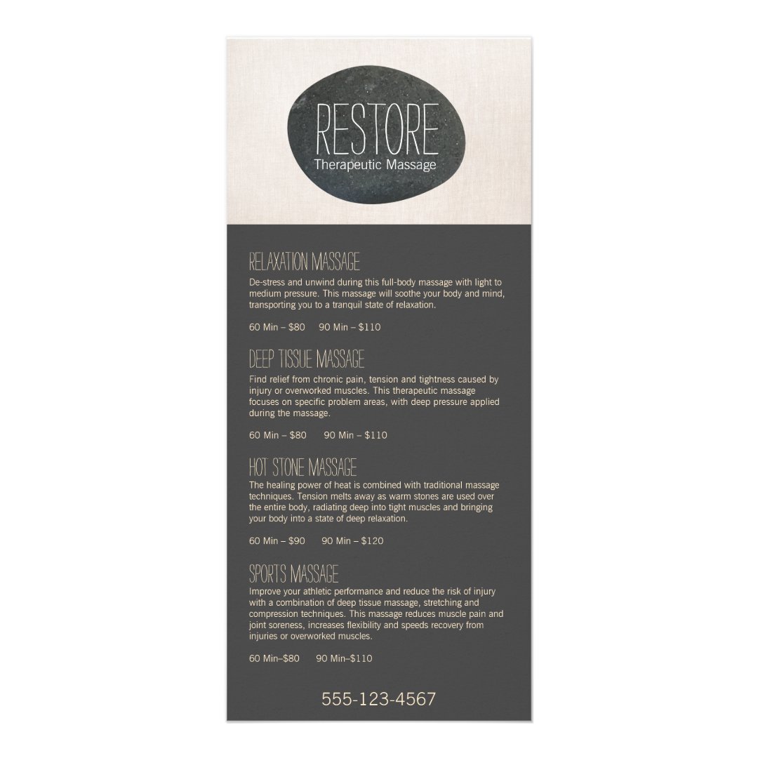 Zen Stone Massage Therapist Service Spa Menu | Zazzle