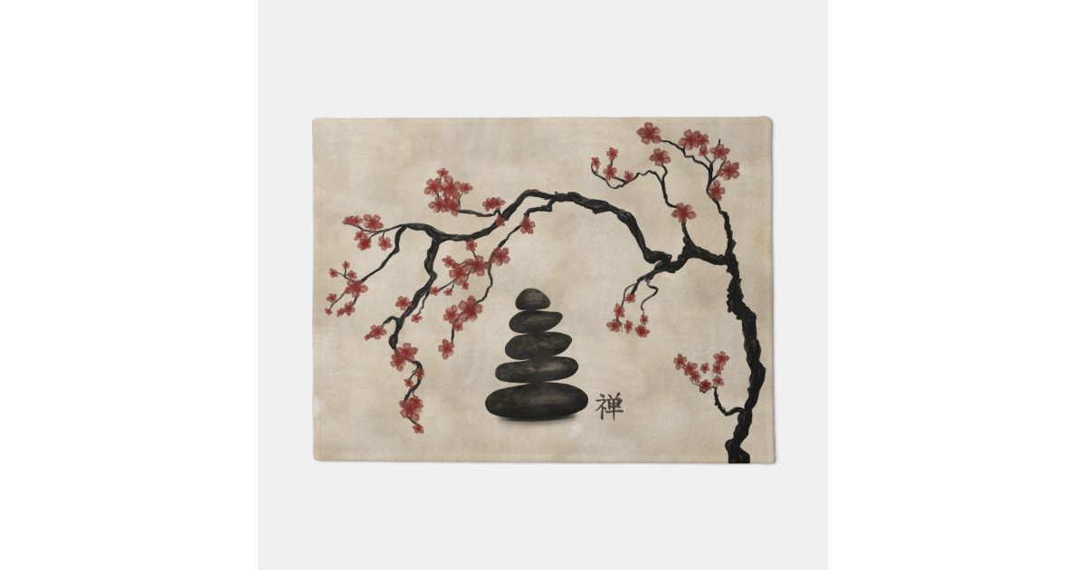 Zen stones Sakura Tree Doormat | Zazzle