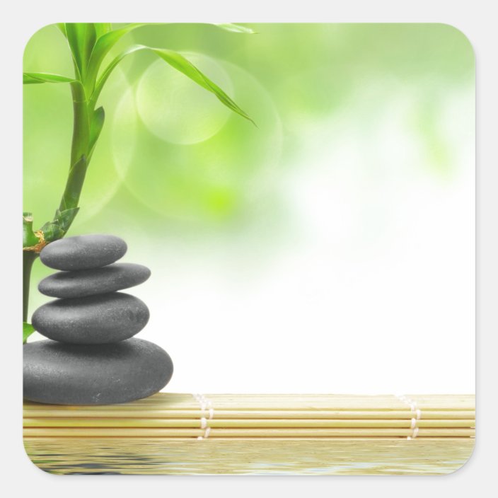 Zen tranquility water garden by healing love square sticker | Zazzle.com