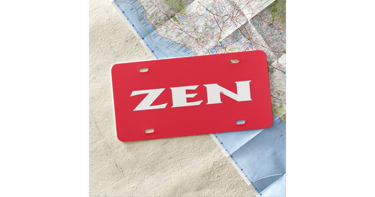 Zen white red plastic license plate | Zazzle