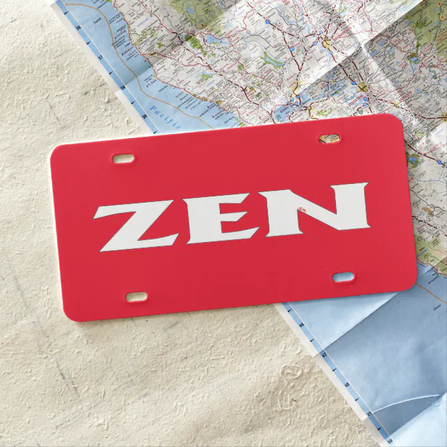 Zen white red plastic license plate | Zazzle