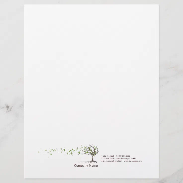 Zen Wind Tree With Leaves Business Letterhead | Zazzle