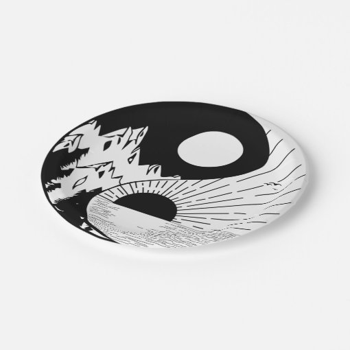 Zen Yin Yang Black White Paper Plates | Zazzle