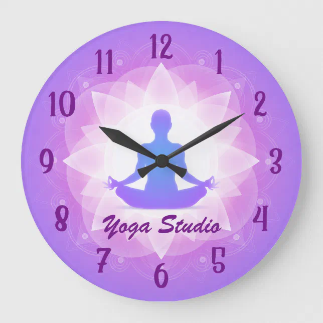 Zen Yoga Lotus Meditation Personalized Large Clock | Zazzle