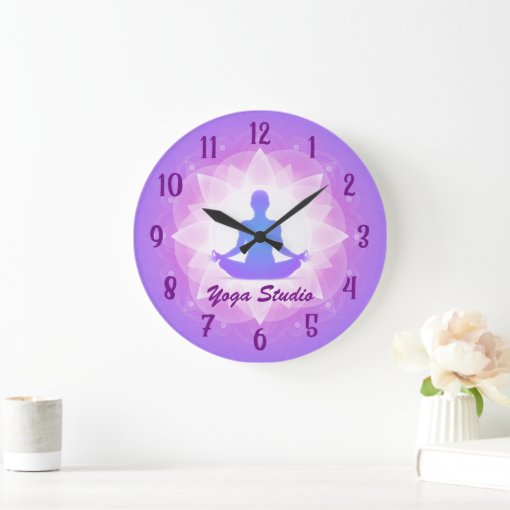 Zen Yoga Lotus Meditation Personalized Large Clock | Zazzle