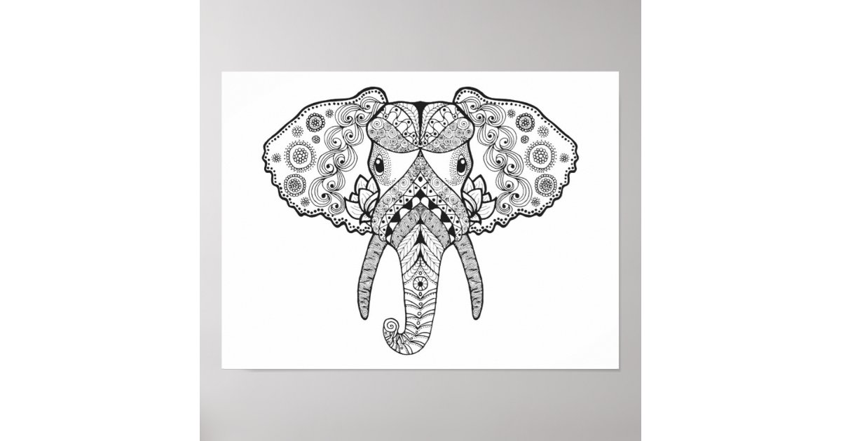 Zentangle Inspired Elephant Poster | Zazzle