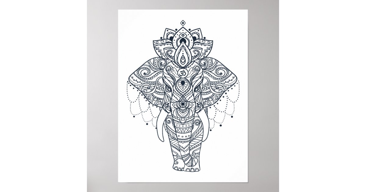 Zentangle Inspired Elephant Poster | Zazzle