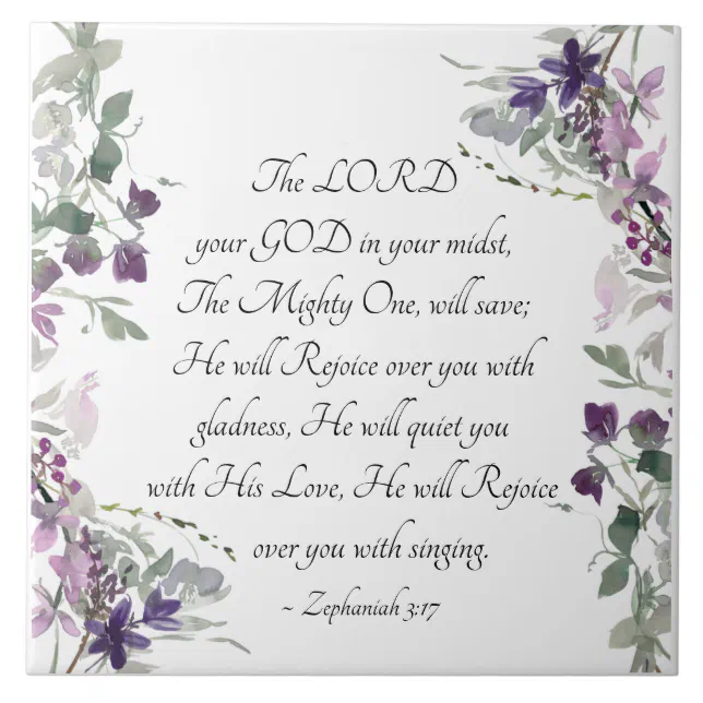 Zephaniah 3:17 He will Rejoice over You Ceramic Tile | Zazzle