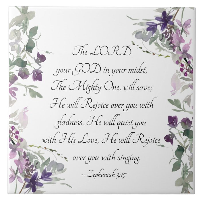 Zephaniah 3:17 He will Rejoice over You Ceramic Tile | Zazzle.com
