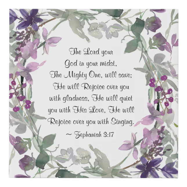 Zephaniah 3:17 He will Rejoice over You Faux Canvas Print | Zazzle