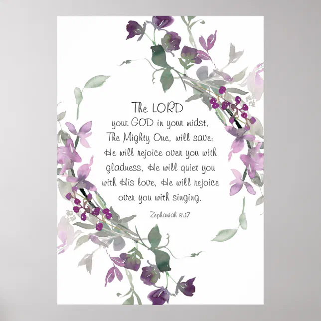 Zephaniah 3:17 He will Rejoice over You Poster | Zazzle