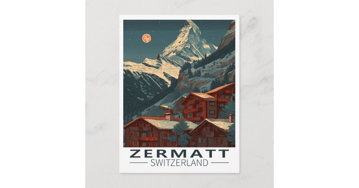 Zermatt Matterhorn Vintage Travel Postcard | Zazzle