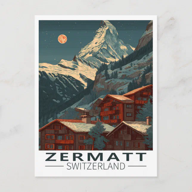 Zermatt Matterhorn Vintage Travel Postcard | Zazzle