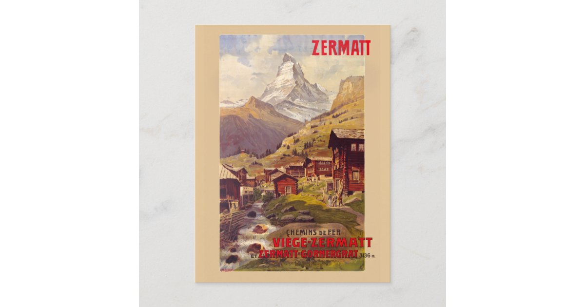 Zermatt Switzerland Vintage Poster 1900 Postcard | Zazzle