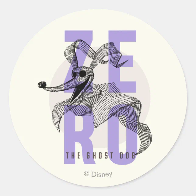 Zero The Ghost Dog - Typography Classic Round Sticker | Zazzle