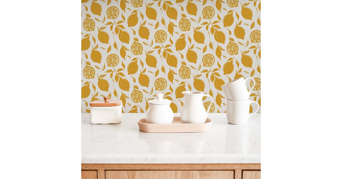 Zesty Lemon Kitchen Wallpaper | Zazzle