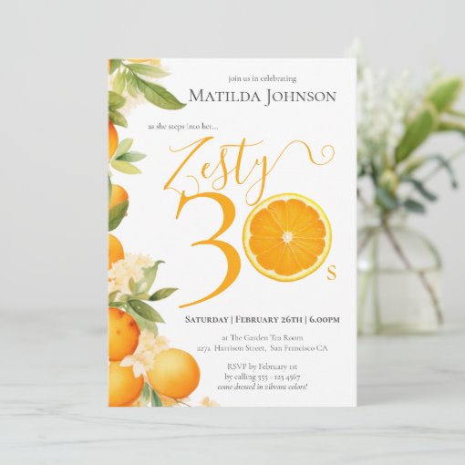 Zesty Orange Fun 30th Birthday Party Invitation | Zazzle