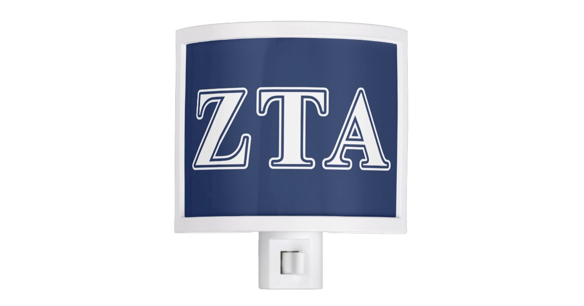 Zeta Tau Alpha White and Navy Blue Letters Night Light | Zazzle