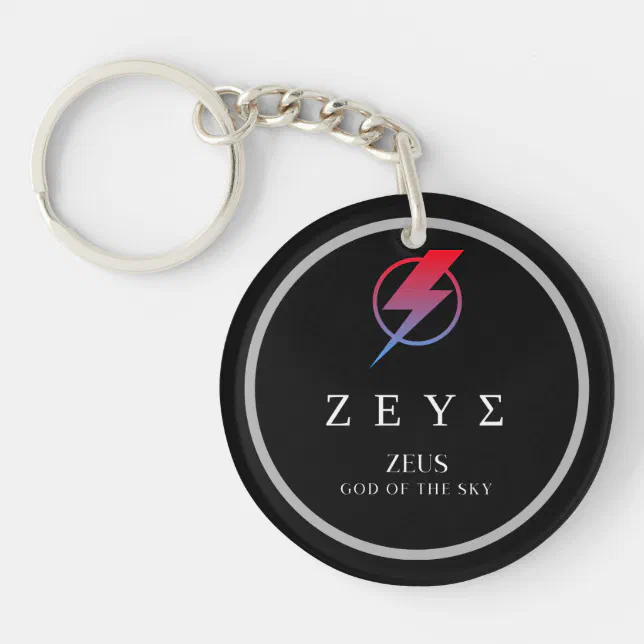 Zeus Greek God of the Sky Lightning Bolt Design Keychain | Zazzle