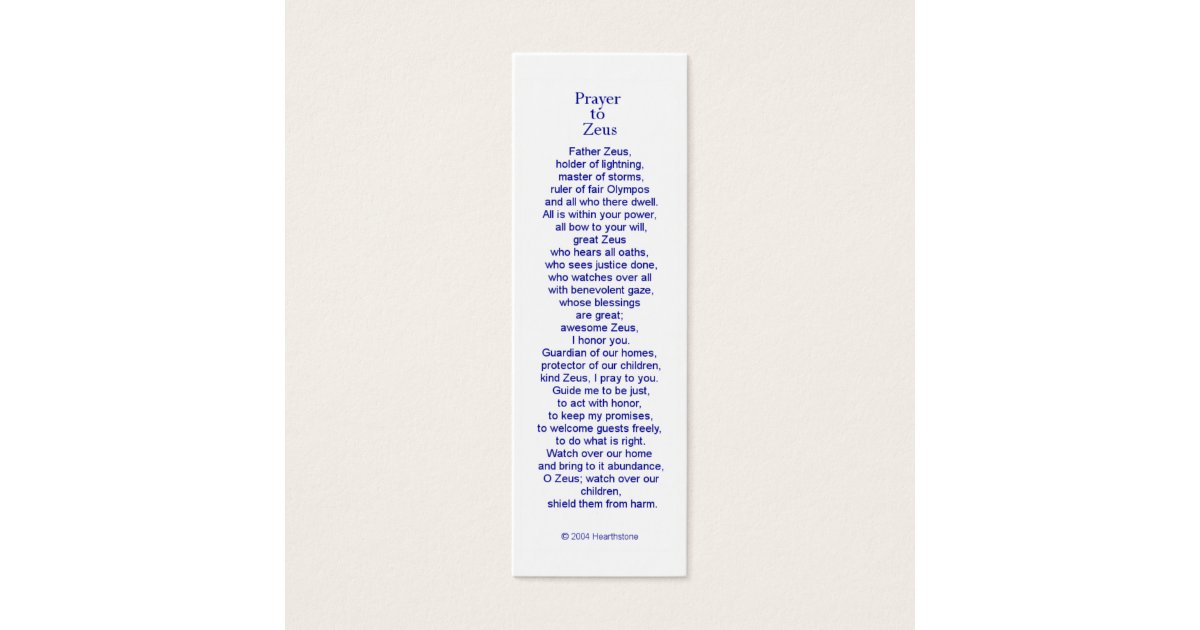 Zeus Prayer Card | Zazzle