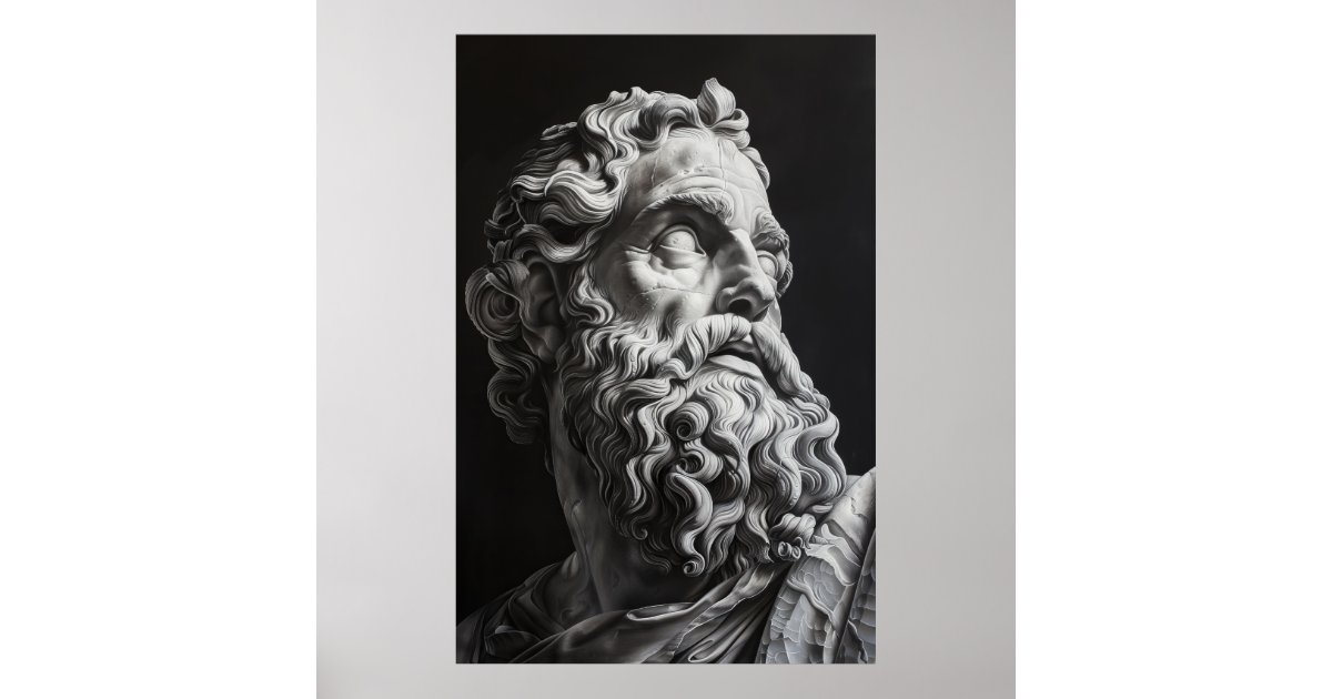 Zeus Sculpture Portrait Poster - Good Heavens in t | Zazzle