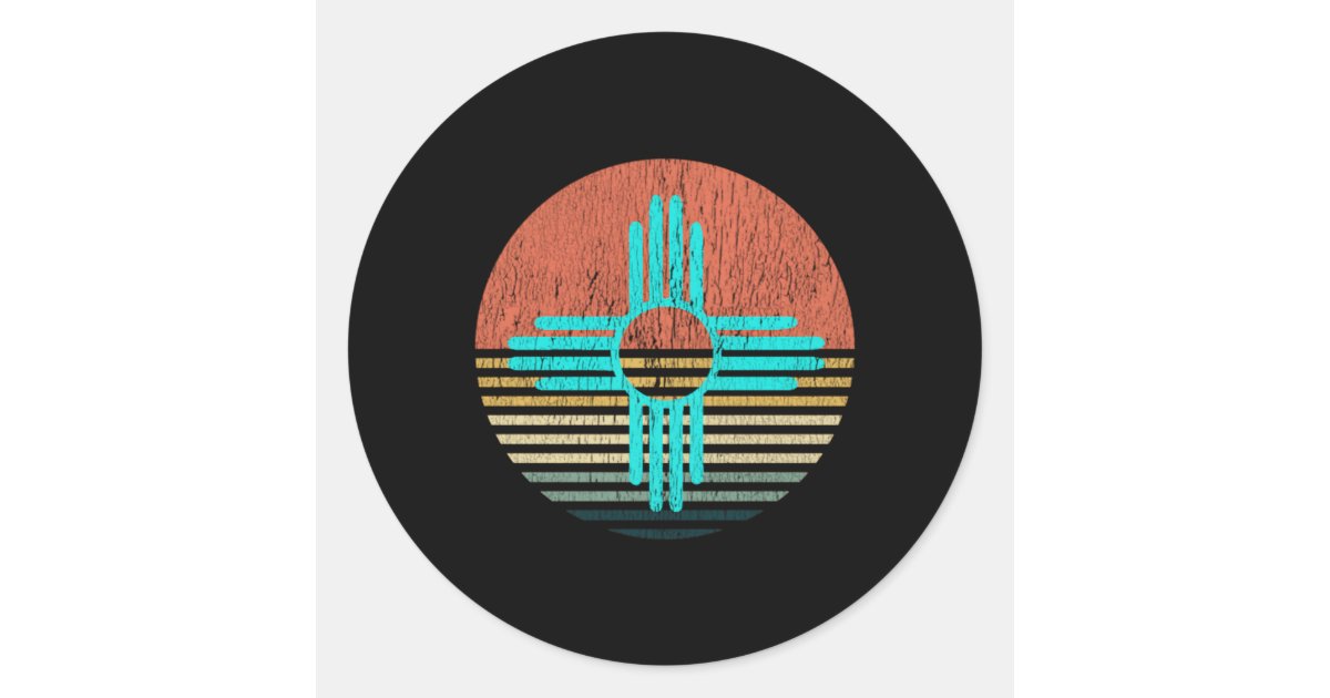 Zia For New Mexico Turquoise Zia Classic Round Sticker | Zazzle