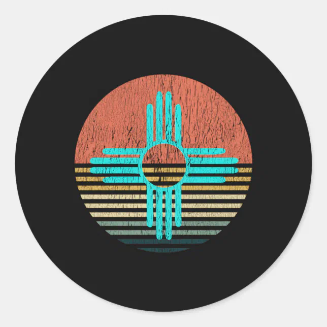 Zia For New Mexico Turquoise Zia Classic Round Sticker | Zazzle