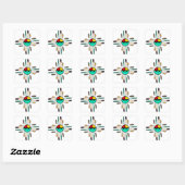 Zia Sun God with Feathers Square Sticker | Zazzle