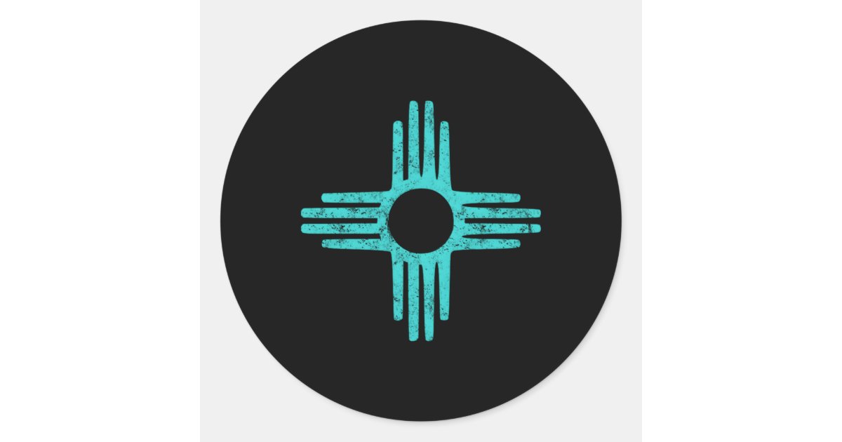 Zia Symbol New Mexico Turquoise Classic Round Sticker | Zazzle
