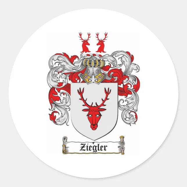 Ziegler Coat of Arms / Ziegler Family Crest Classic Round Sticker | Zazzle