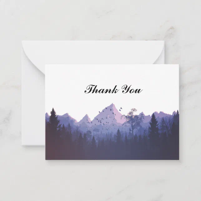 Zigzag Blue Mountain Thank You Cards | Zazzle