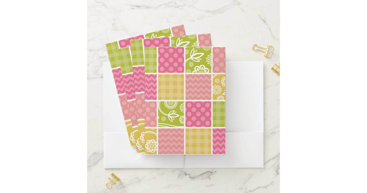 Zigzag, Chevron, Polka Dots, Gingham, Patchwork Pocket Folder | Zazzle