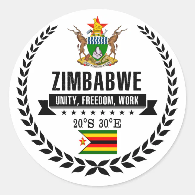 Zimbabwe Classic Round Sticker | Zazzle