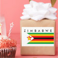 zimbabwe country flag nation symbol text name rectangular sticker | Zazzle