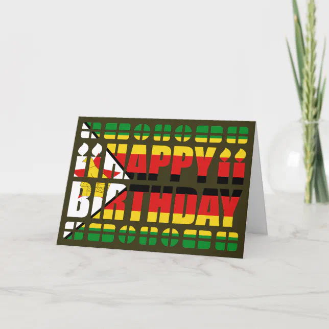 Zimbabwe Flag Birthday Card | Zazzle