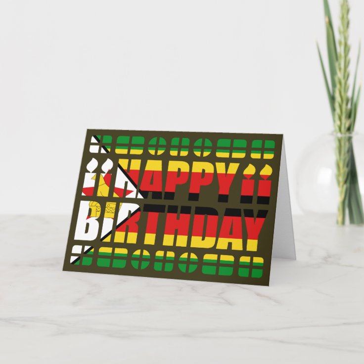 Zimbabwe Flag Birthday Card | Zazzle