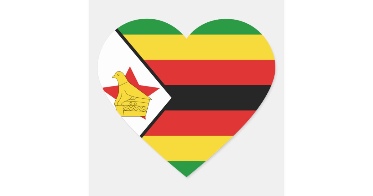 Zimbabwe Flag Heart Sticker | Zazzle