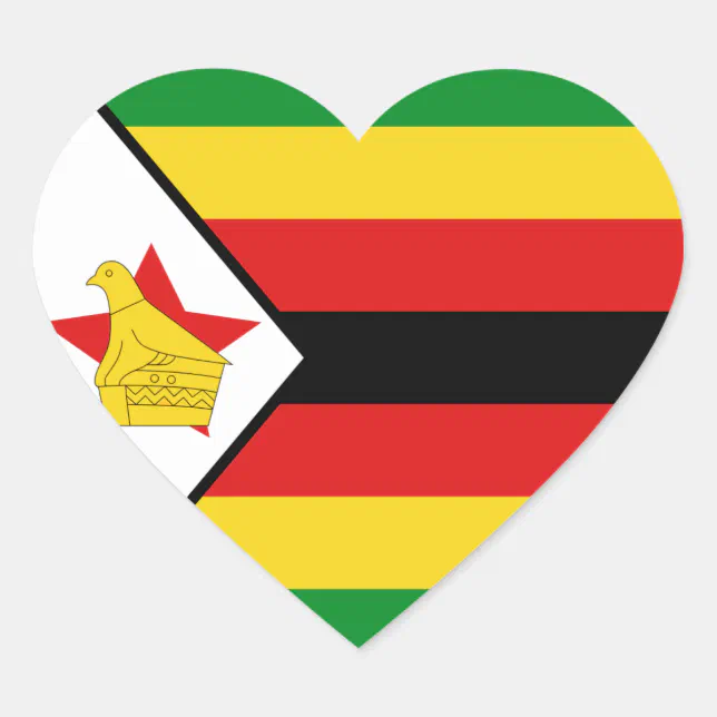 Zimbabwe Flag Heart Sticker | Zazzle