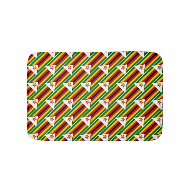 ZIMBABWE FLAG Patriotic Modern Zimbabwean Bath Mat | Zazzle